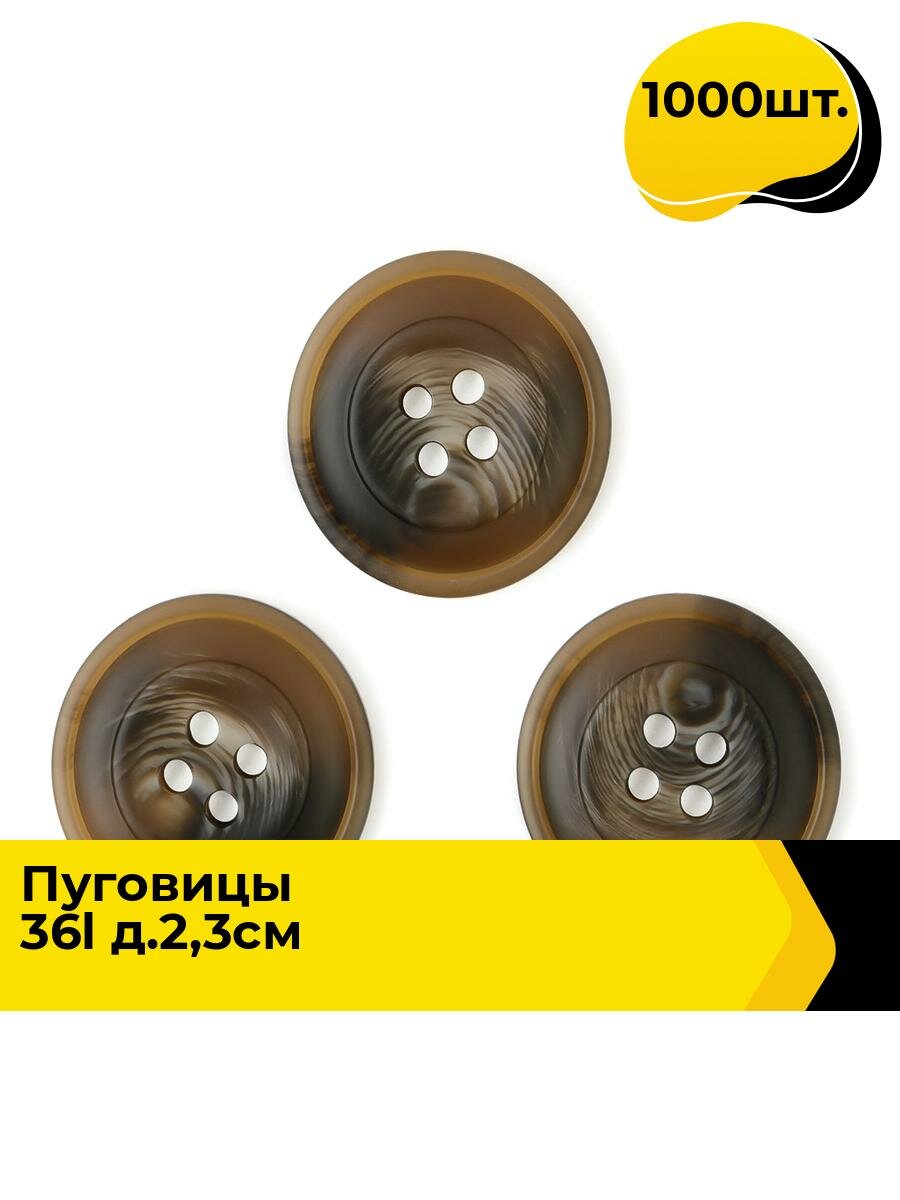 Пуговицы декоративные для рукоделия костюмные, набор пуговиц, 36L, 2.3 см, 1000 шт.