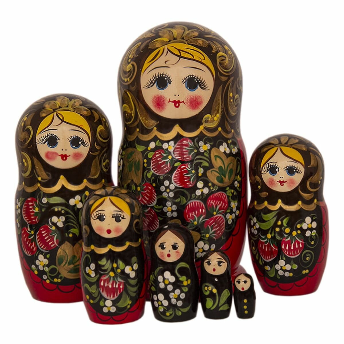 Матрешка деревянная традиционная Хохломская ягодка 7 мест 22 см
