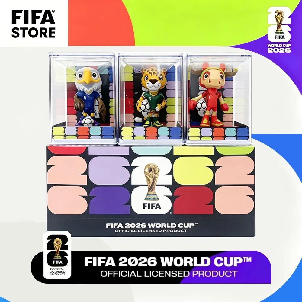 Официально лицензированный набор талисманов ЧМ 2026 FIFA три штуки мини фигурки Maple Zayu Clutch 9 см коллекционные футбольные сувениры