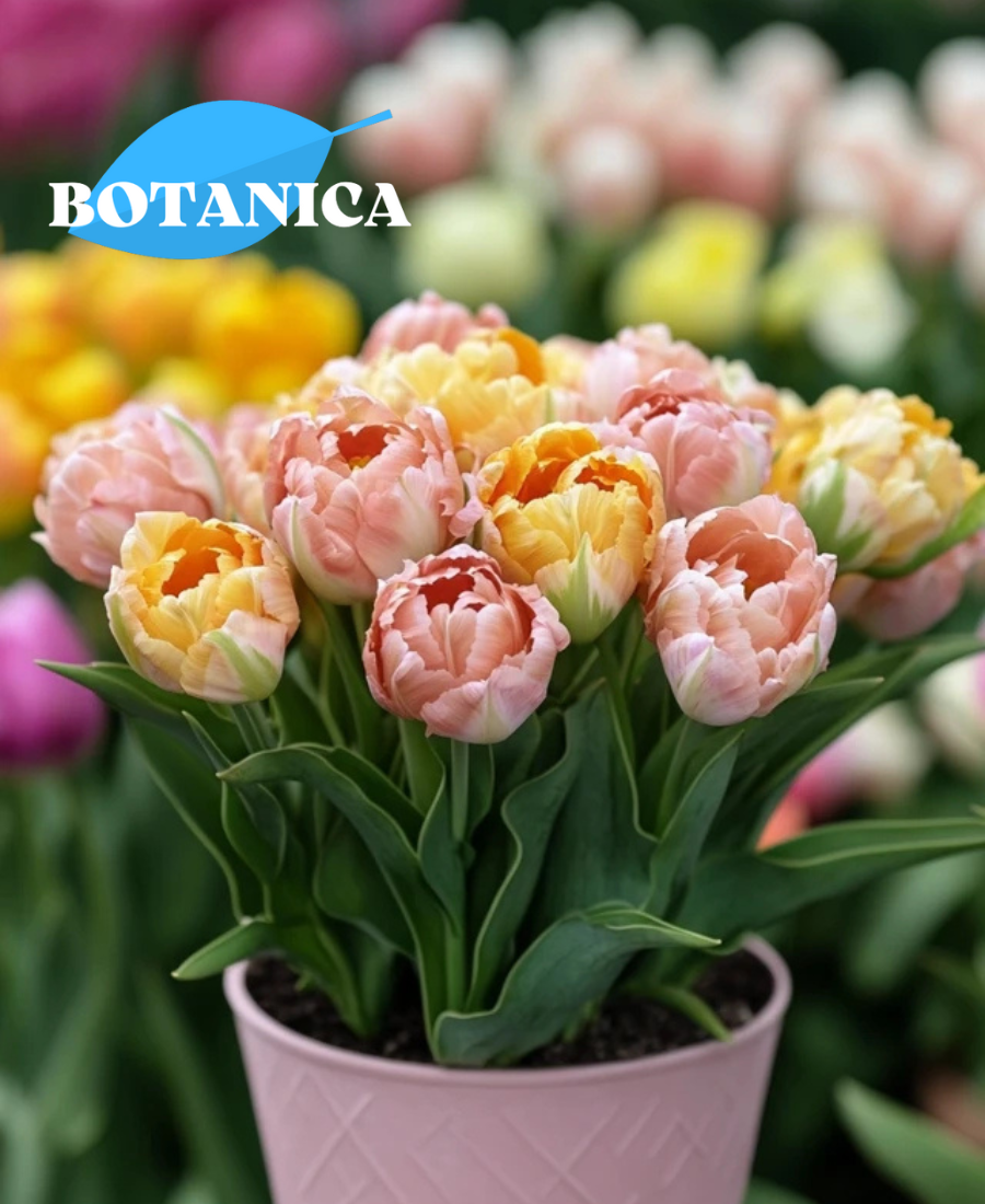 Луковицы цветов, botanica garden, Тюльпаны Махровые Розово-Желтый Микс 3 штуки