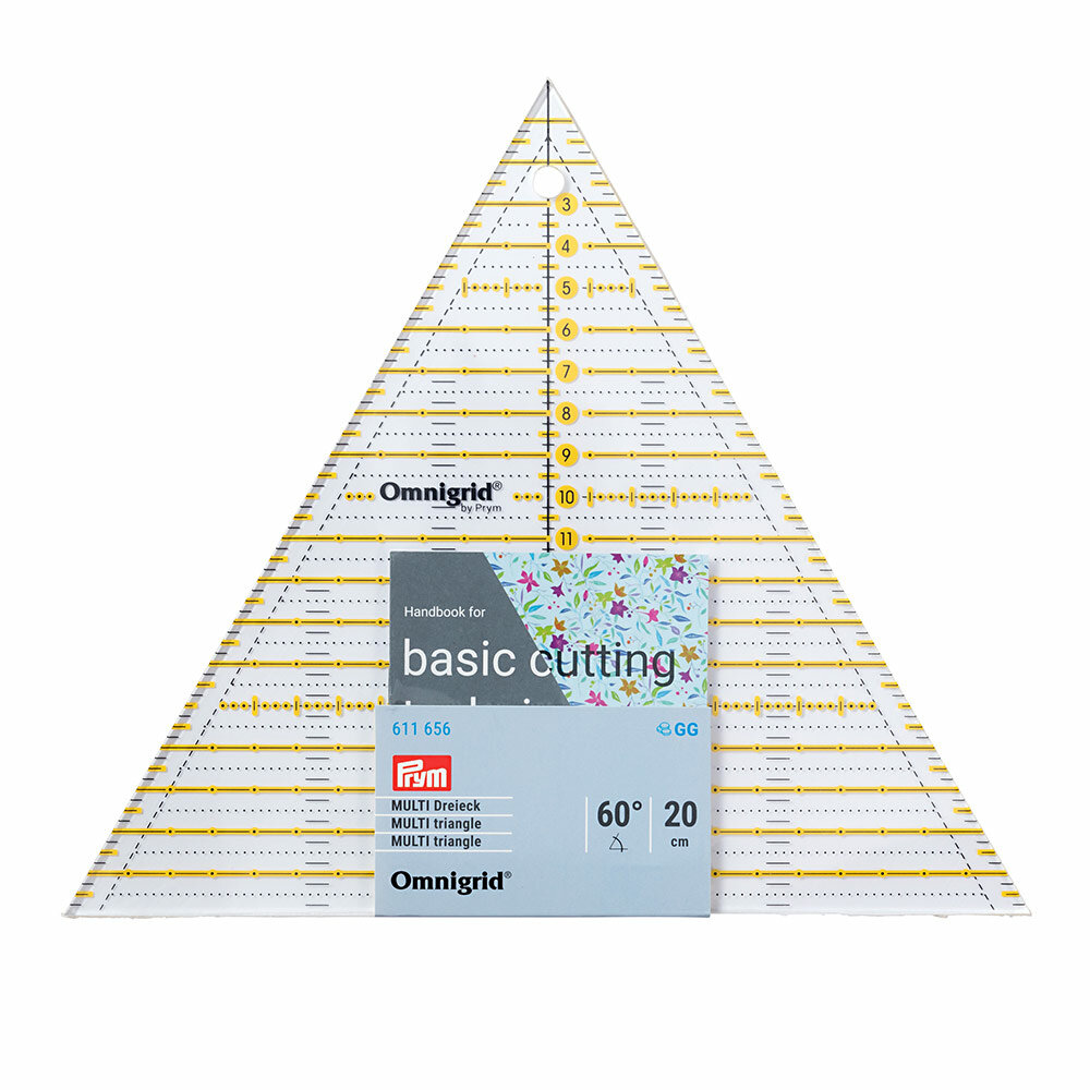 Треугольник PRYM "Omnigrid", для пэчворка, 20 см, шкала в см, на подложке с европодвесом (611656)
