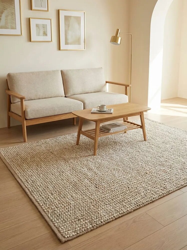 Ковер безворсовый Коричневый + белый, двойной пиньинь 160x230 см