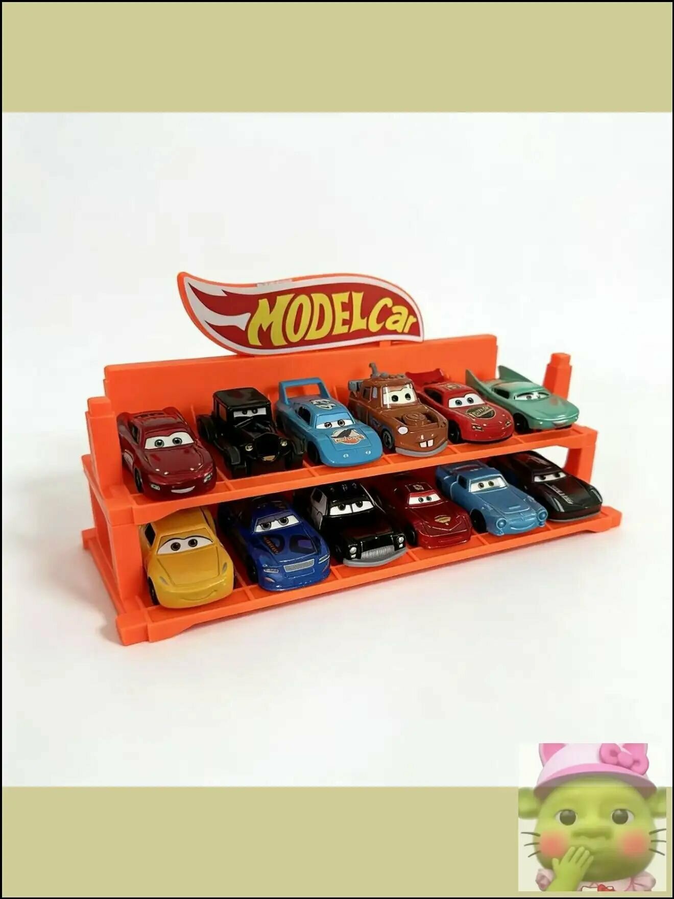 Игрушка машинка Тачки Масштаб 1:64, 12 штук в наборе + двухэтажная парковка, сплав Маккуин и Матер, обратная связь, двери открываются, подарок для мальчика 3-7 лет