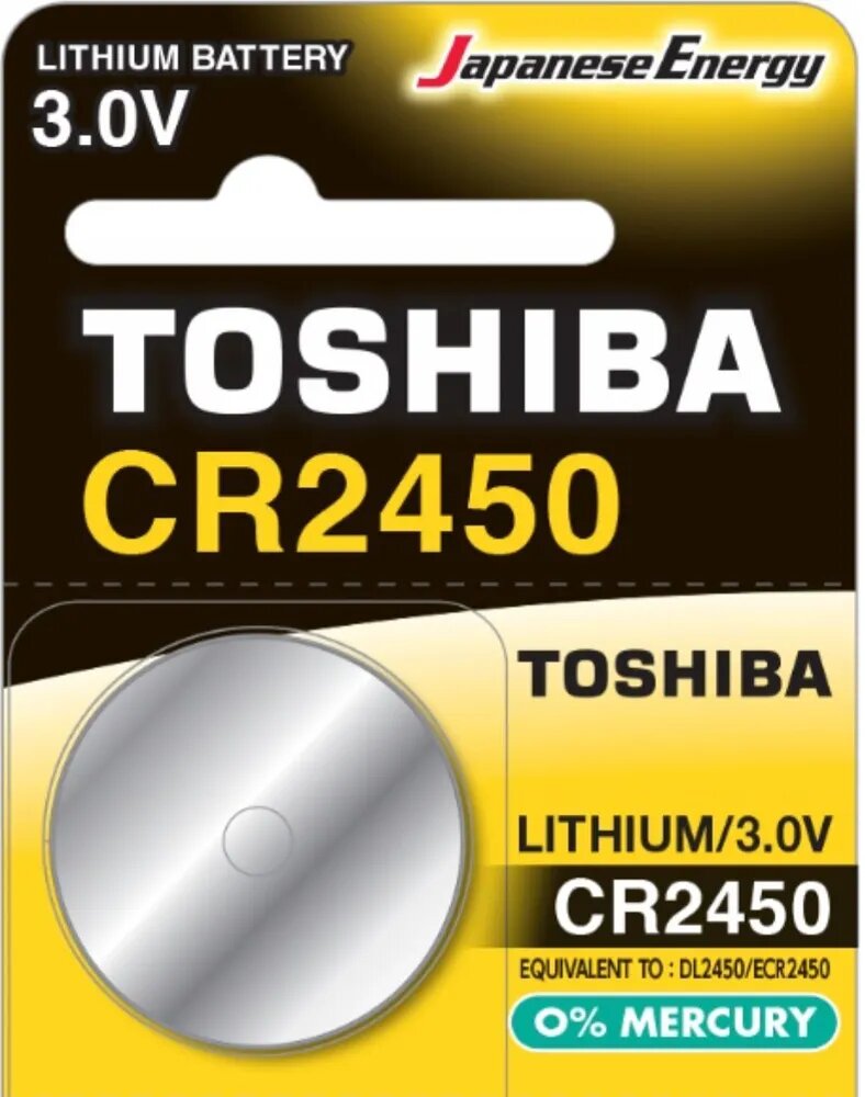 Батарейка TOSHIBA CR2450 литиевая 3В, 1 шт
