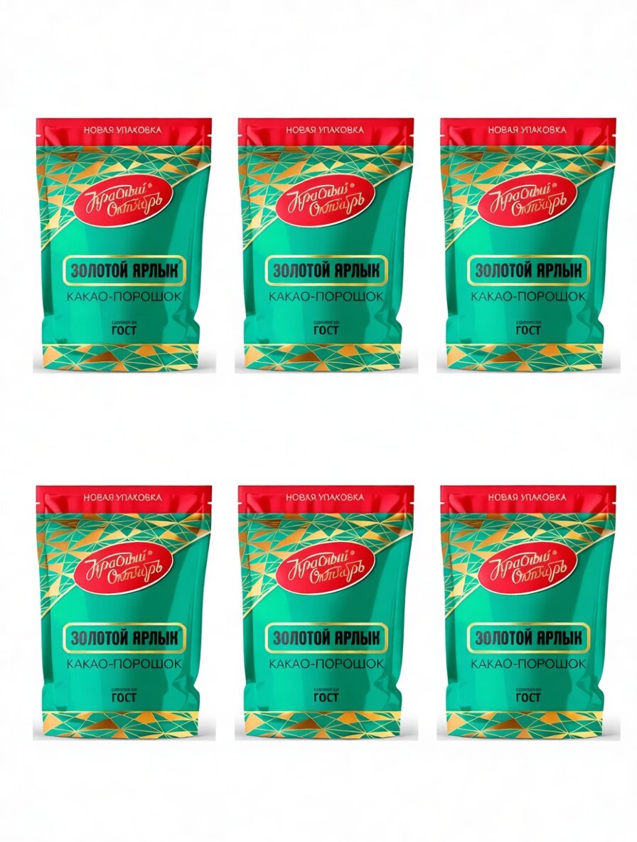 Какао Красный октябрь "Золотой ярлык", растворимый, 90 г, 6 шт.
