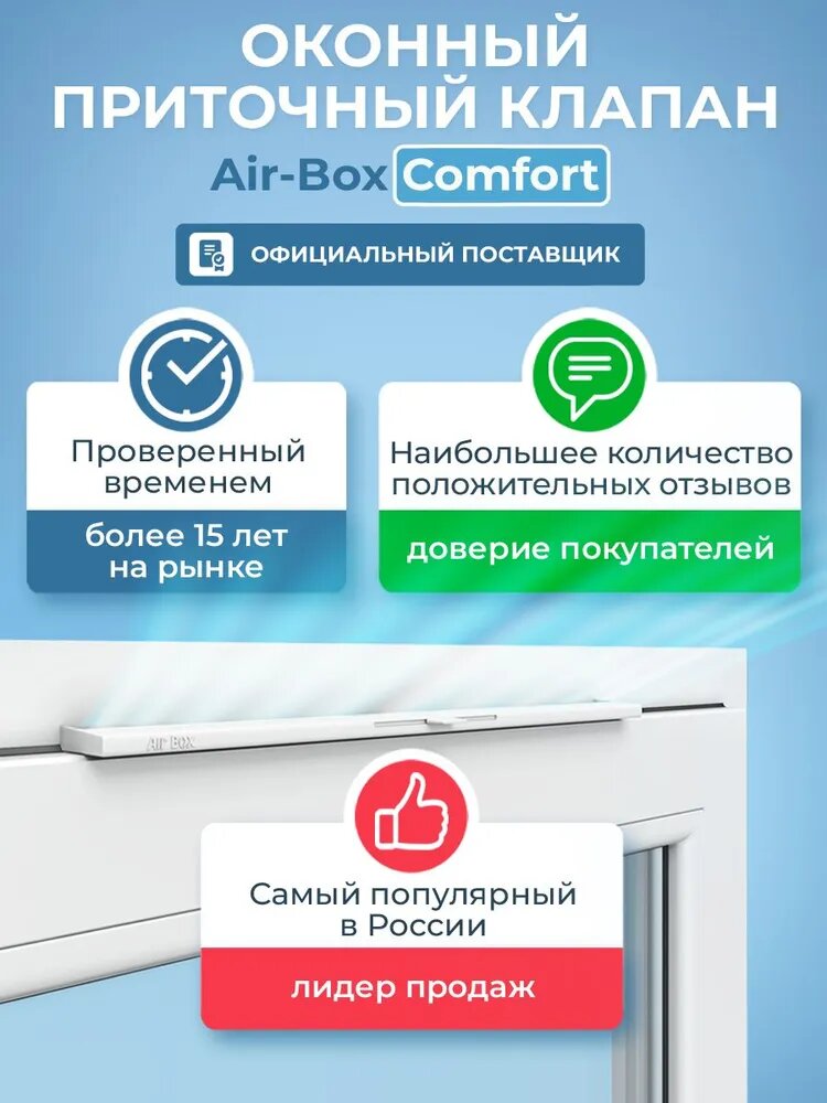 Оконный приточный клапан Air-Box Comfort для вентиляции, проветриватель оконный
