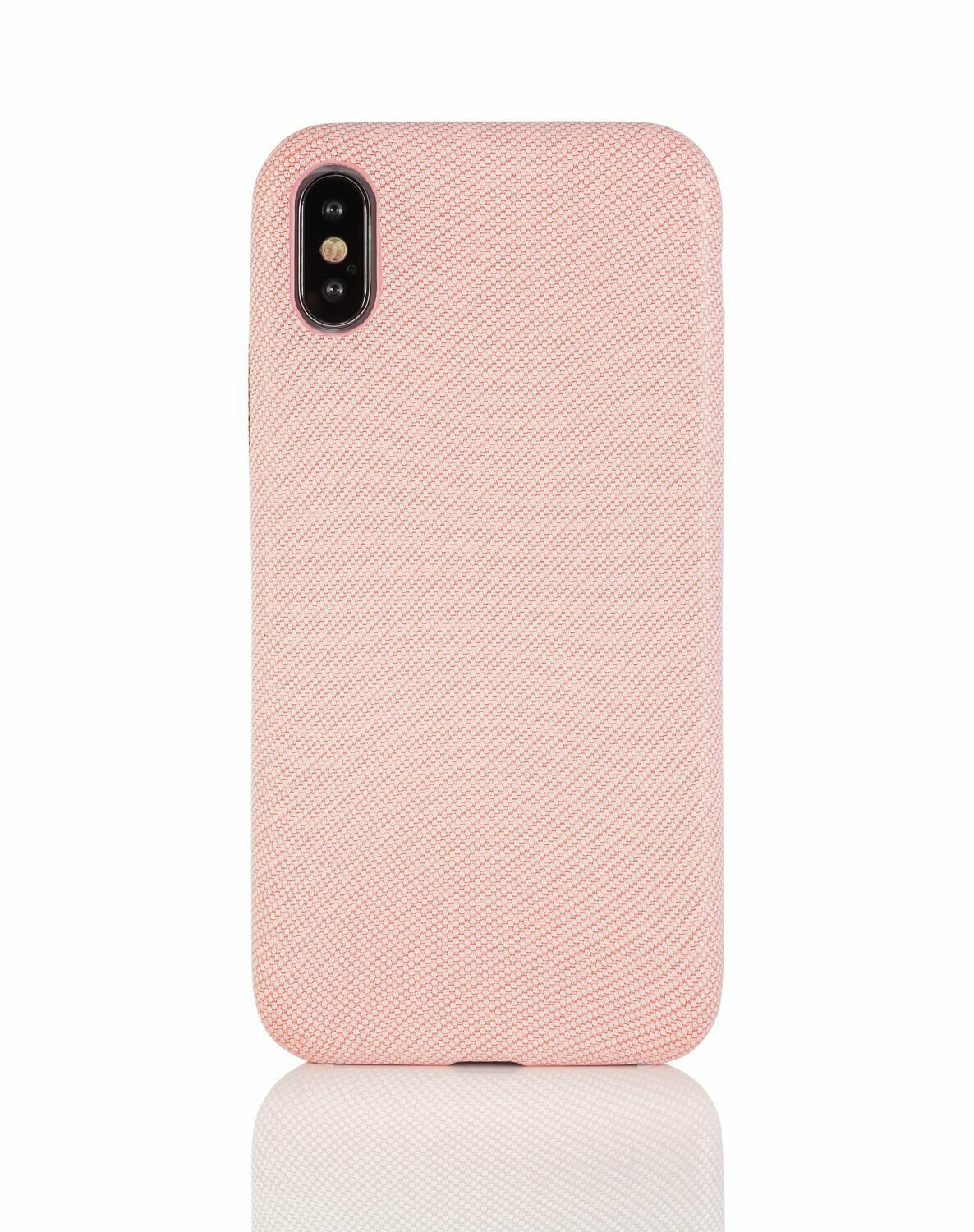 Чехол для iPhone X Микки Бич текстиль розовый