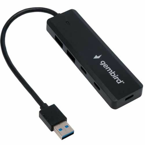 USB-концентратор Gembird UHB-C415, USB-С, 0.19м, чёрный