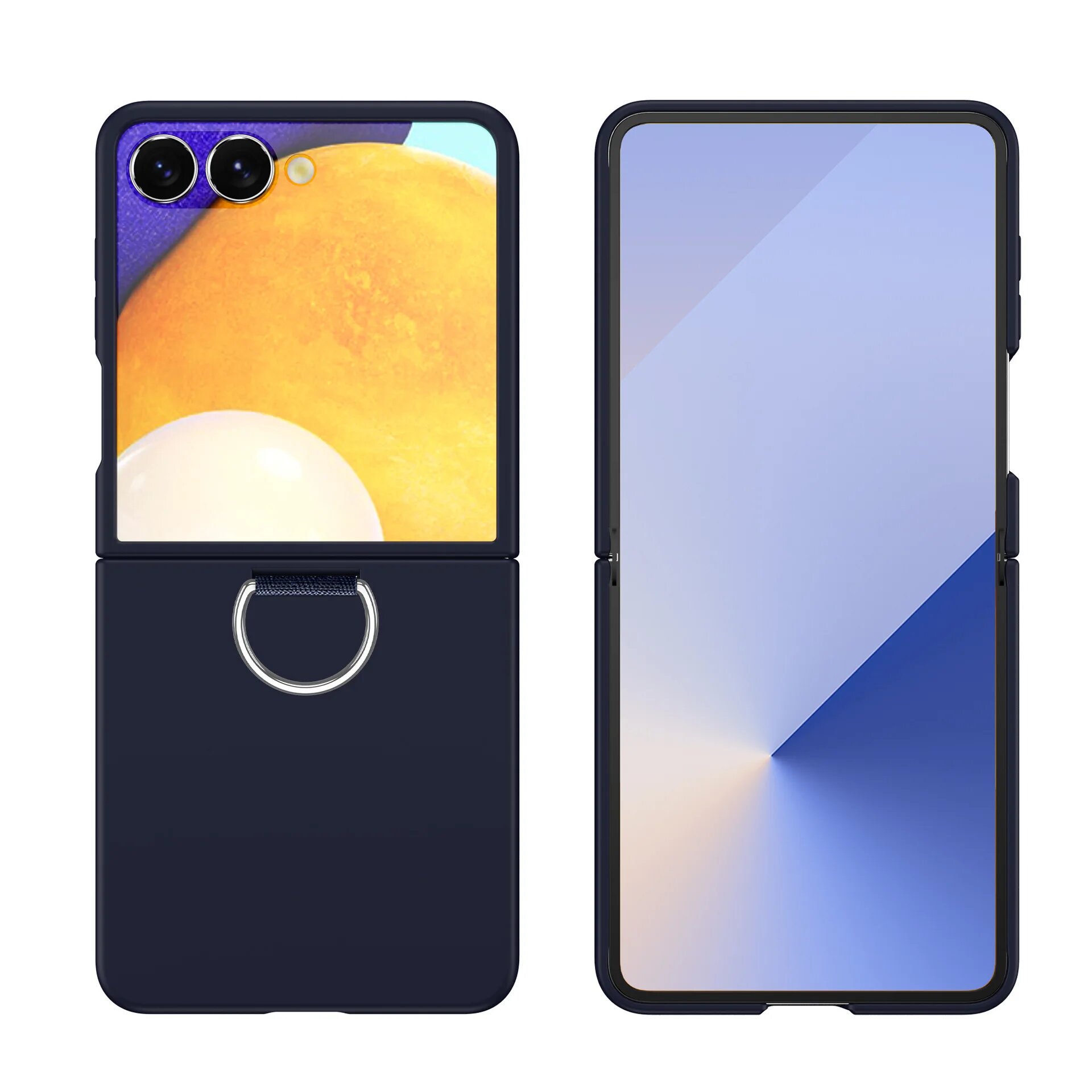 Чехол Samsung Galaxy Z Flip 7 темно-синий с кольцом