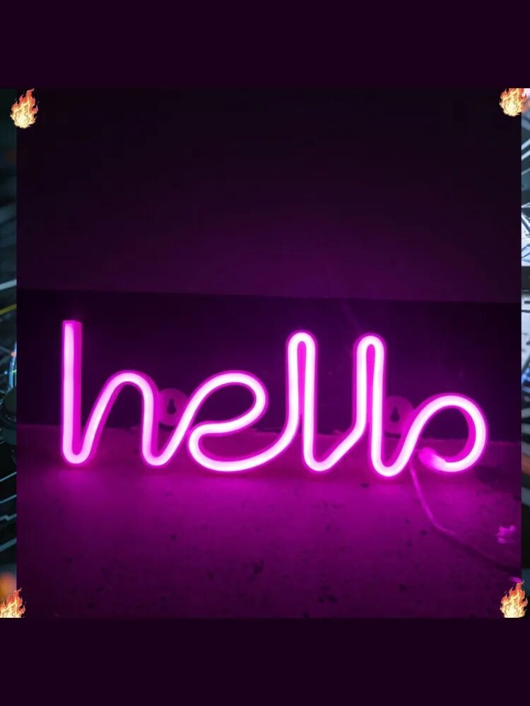 Неоновая светодиодная вывеска Hello с питанием от USB для декора интерьера