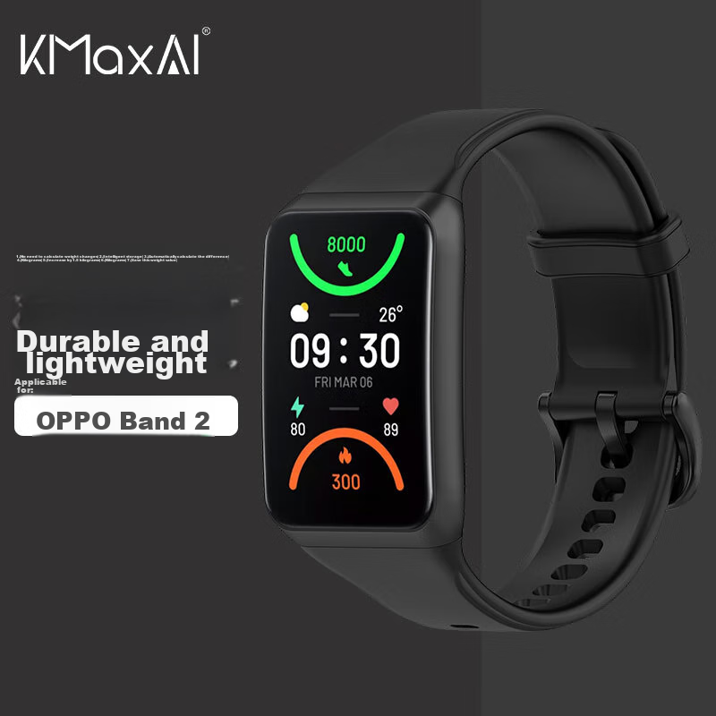KMaxAI OPPO Band 2 NFC силиконовая браслет черный спортивный заменяемый ремешок Цвет：Черный