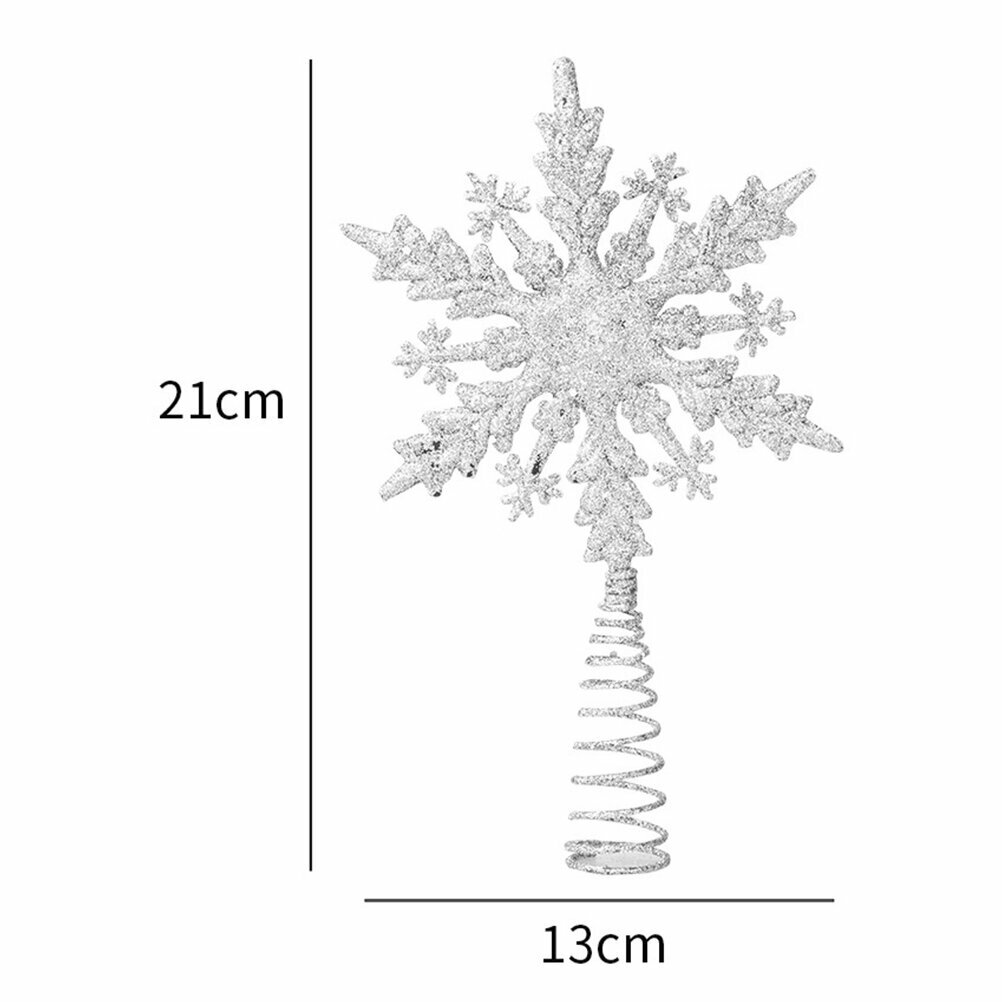 1 Pc Стильная Верхушка Для Елки В Formе Снежинки Серебристая 21X13X4Cm