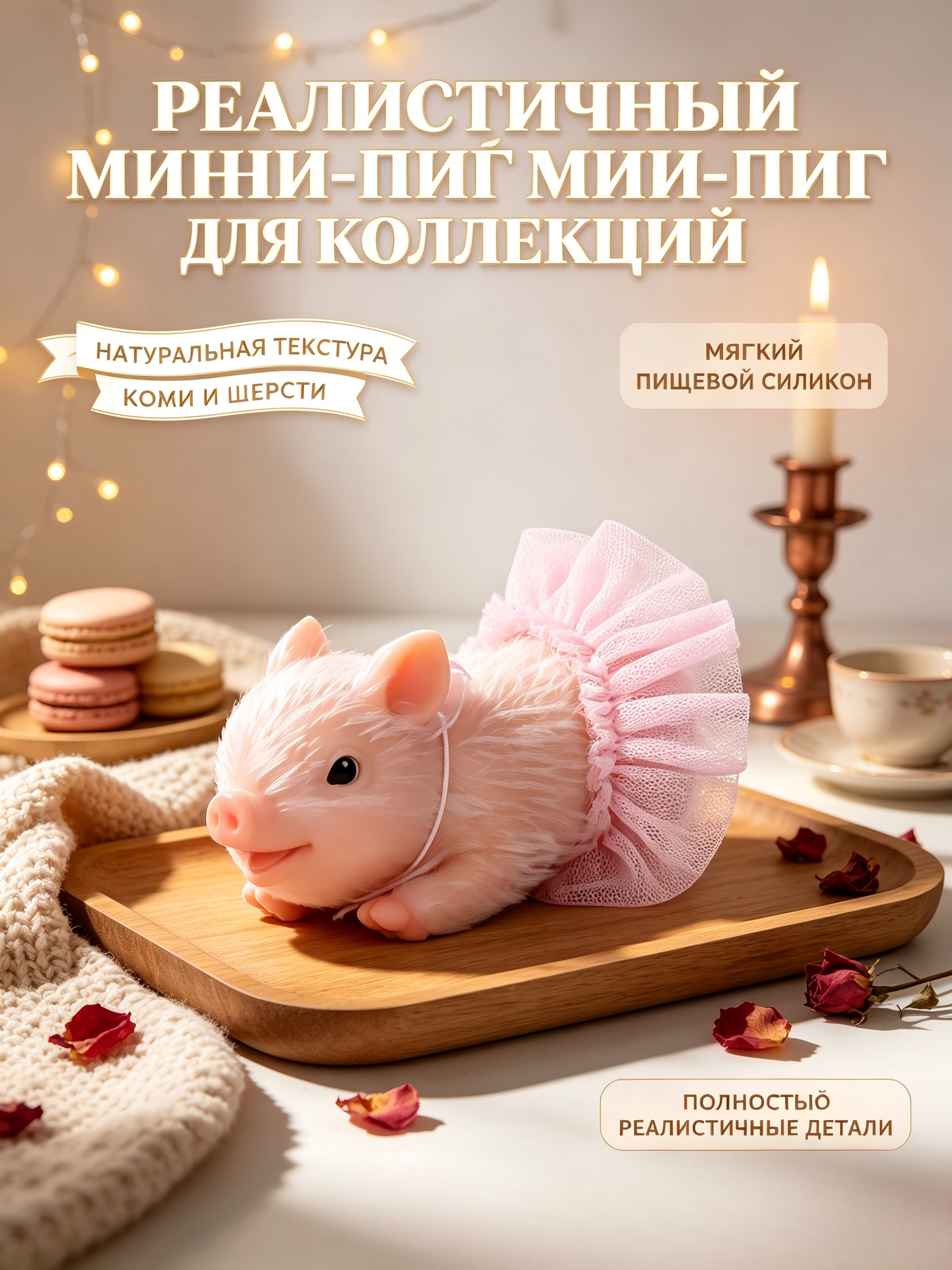 5 дюймов 11 см полная силиконовая игрушка-свинья мини-кукла-поросенок с корнем волос
