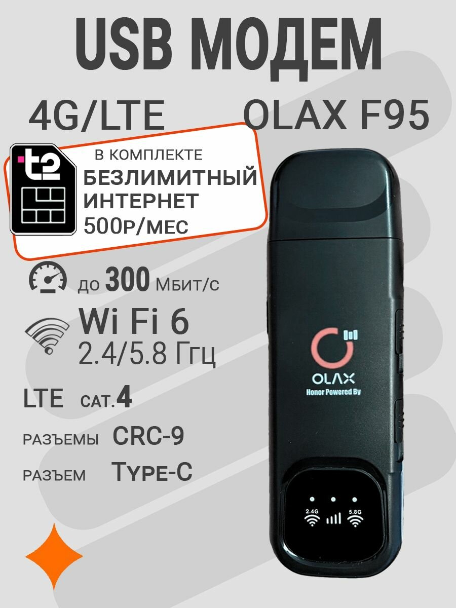 4G USB модем Olax F95 + WiFi с безлимитным интернетом за 500