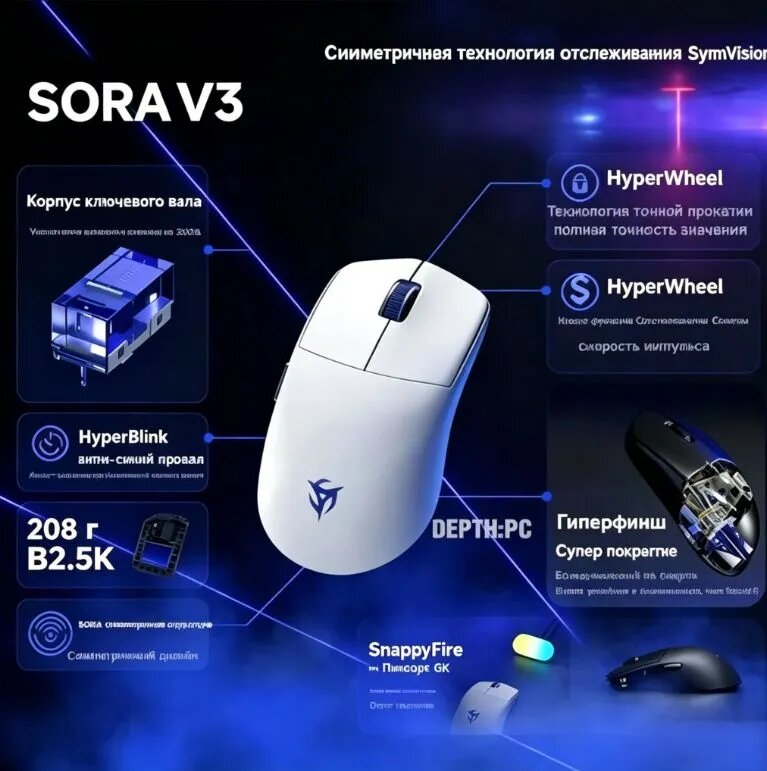 Ninjutso Игровая мышь проводная SORA V3, белый, черный
