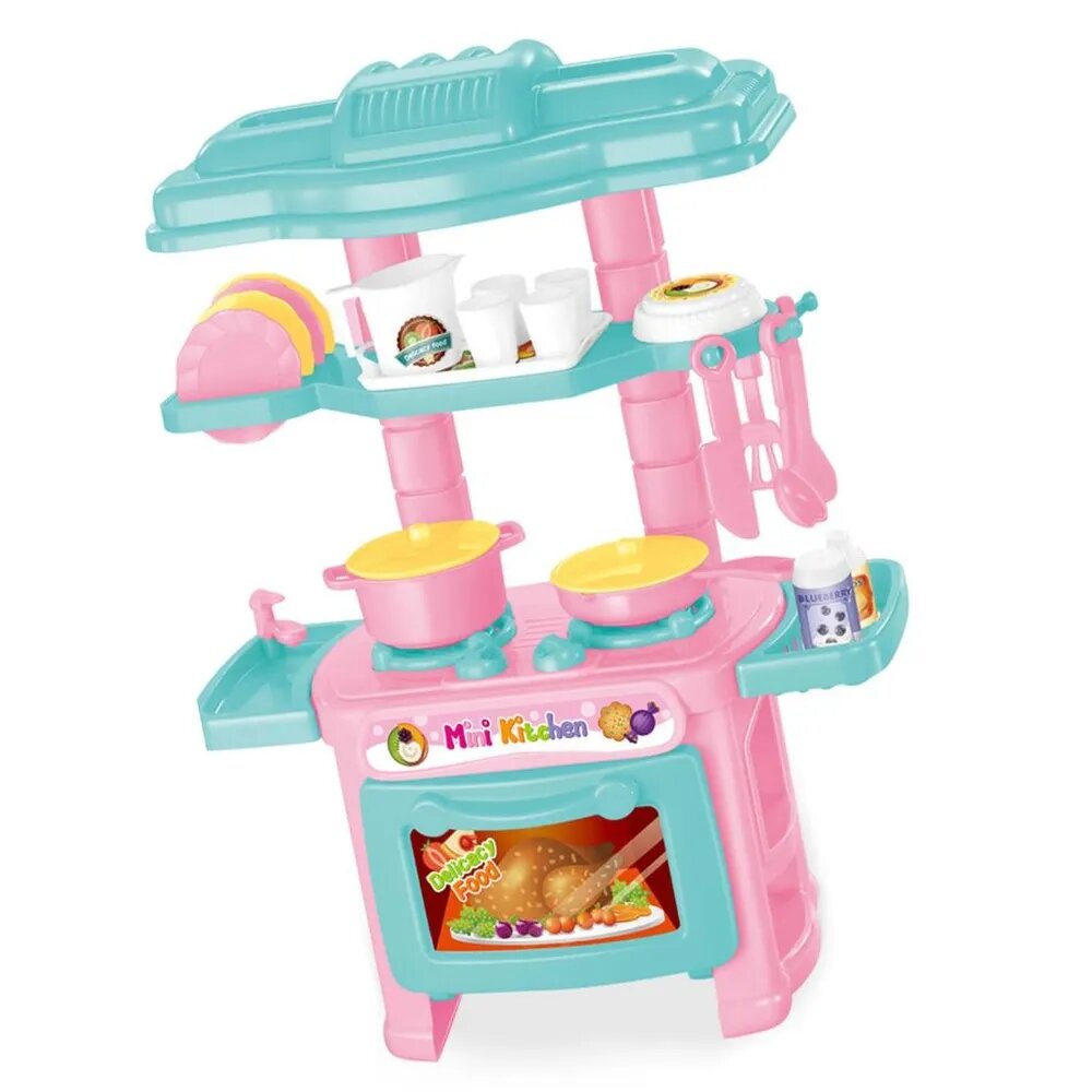 Детская игрушечная плита, Синий, интерактивная игрушка, для кухни, 3-5 лет, пластик