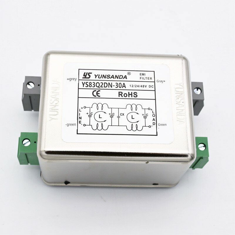 YS83Q2DN-30A DC фильтр клеммная колодка с рельсовым креплением, двойной фильтр для тока 30А, водонепроницаемая сборка