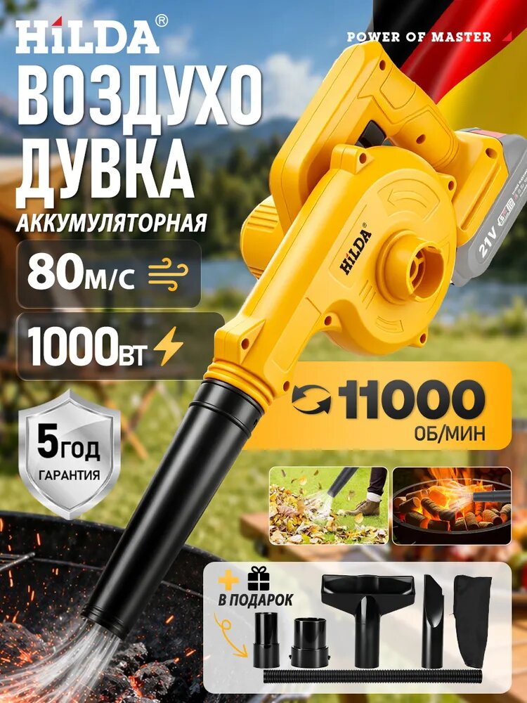 Воздуходувка аккумуляторная / ветродуйка - пылесос садовый для уборки листьев/Поглощать пыль(Не содержит батареи)