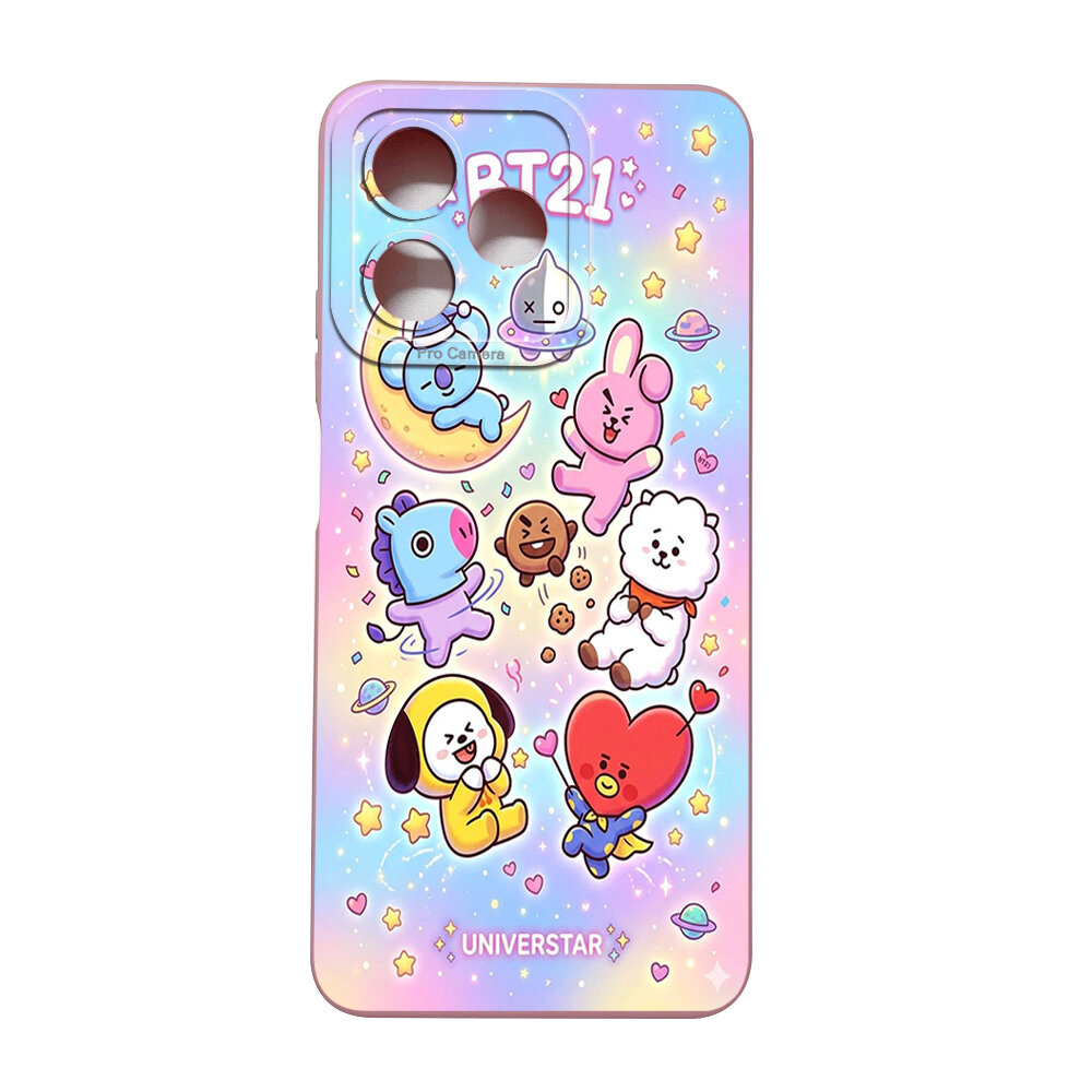 Чехол для телефона Realme C51/C53/Note 50/Narzo N53 6.74 inches с симпатичным принтом BTS BT21 в мягкой обложке