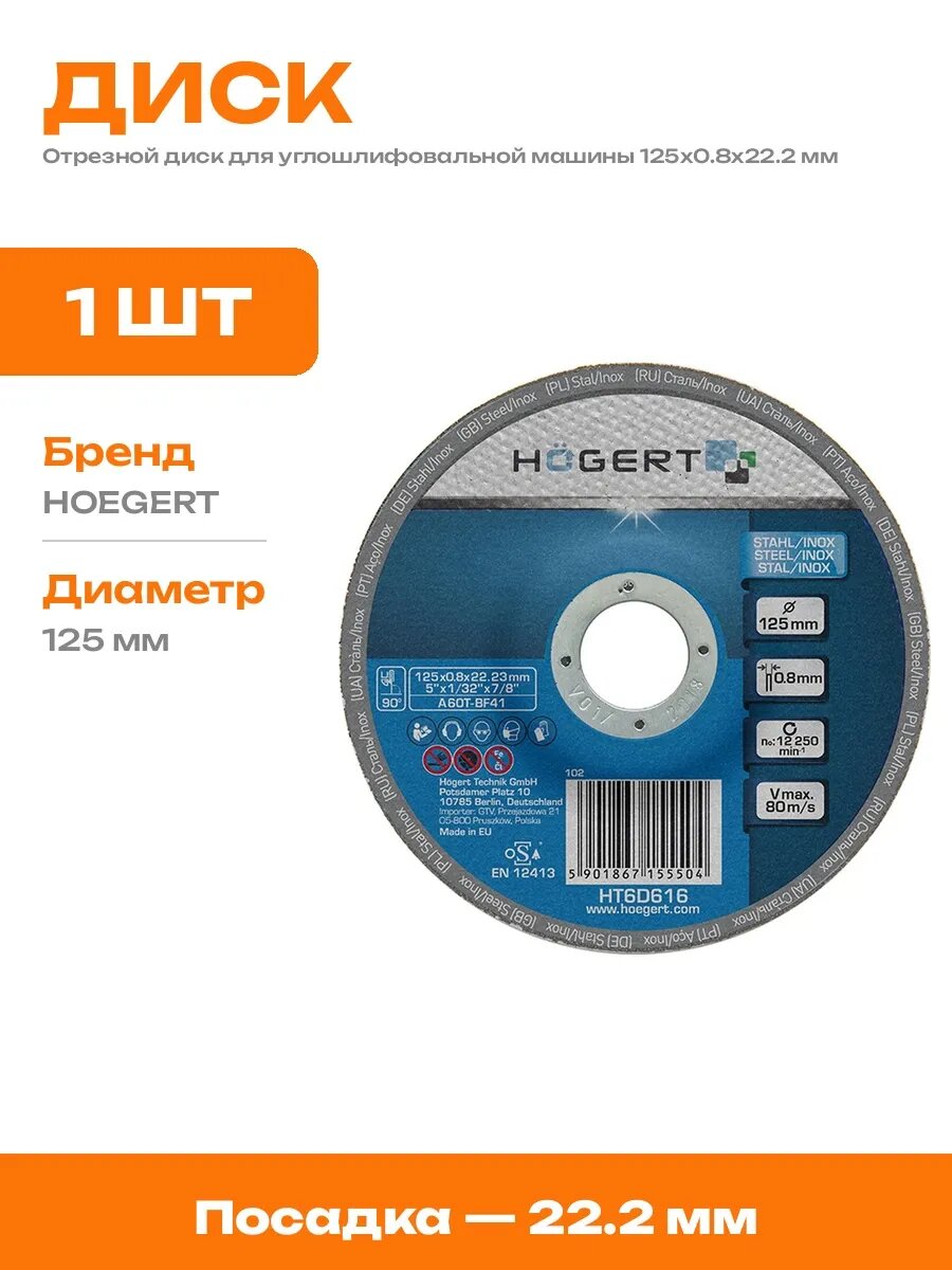 Диск на болгарку 125 по металлу корундовый отрезной круг