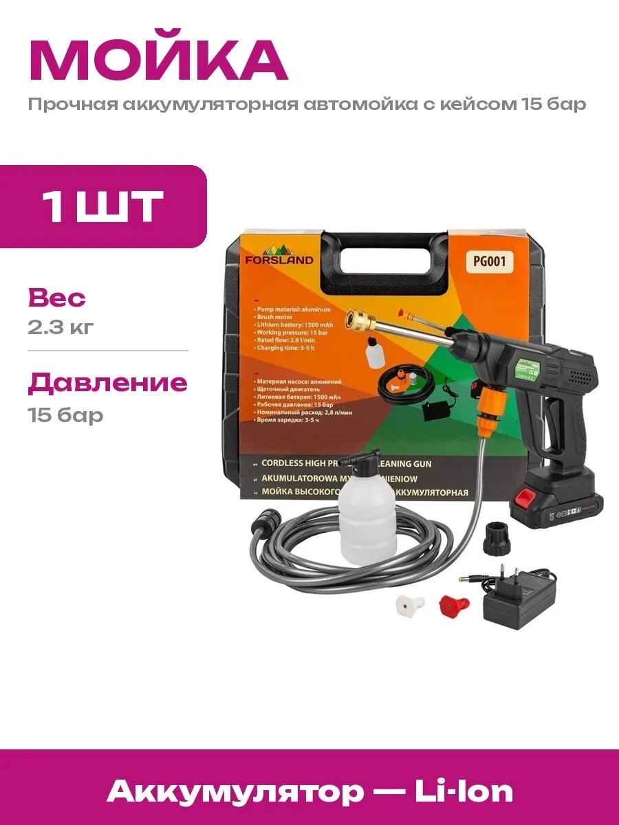 Минимойка высокого давления беспроводная с кейсом для авто
