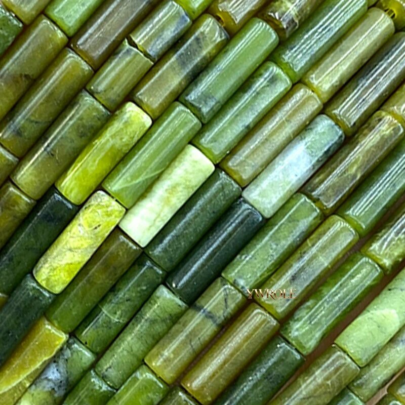 Ювелирные бусины из южного зеленого нефрита YWROLE Зеленый, 36cm 4x13mm 27-28pcs, Taiwan jade