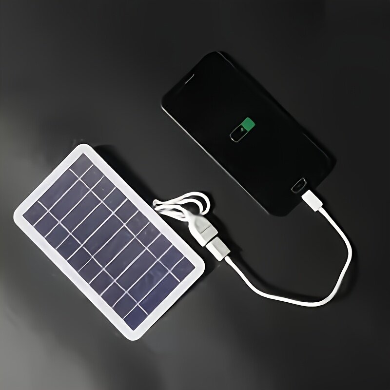 Портативная солнечная панель 1 шт, USB-зарядное устройство для кемпинга, путешествий и чрезвычайных ситуаций, для фонариков и вентиляторов, белая