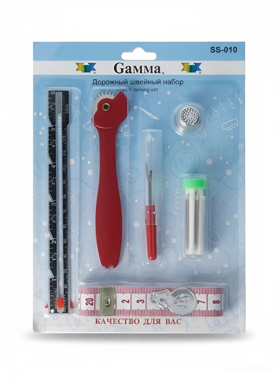 Набор для шитья Gamma SS-010, 7 инструментов, в блистере, для уроков труда