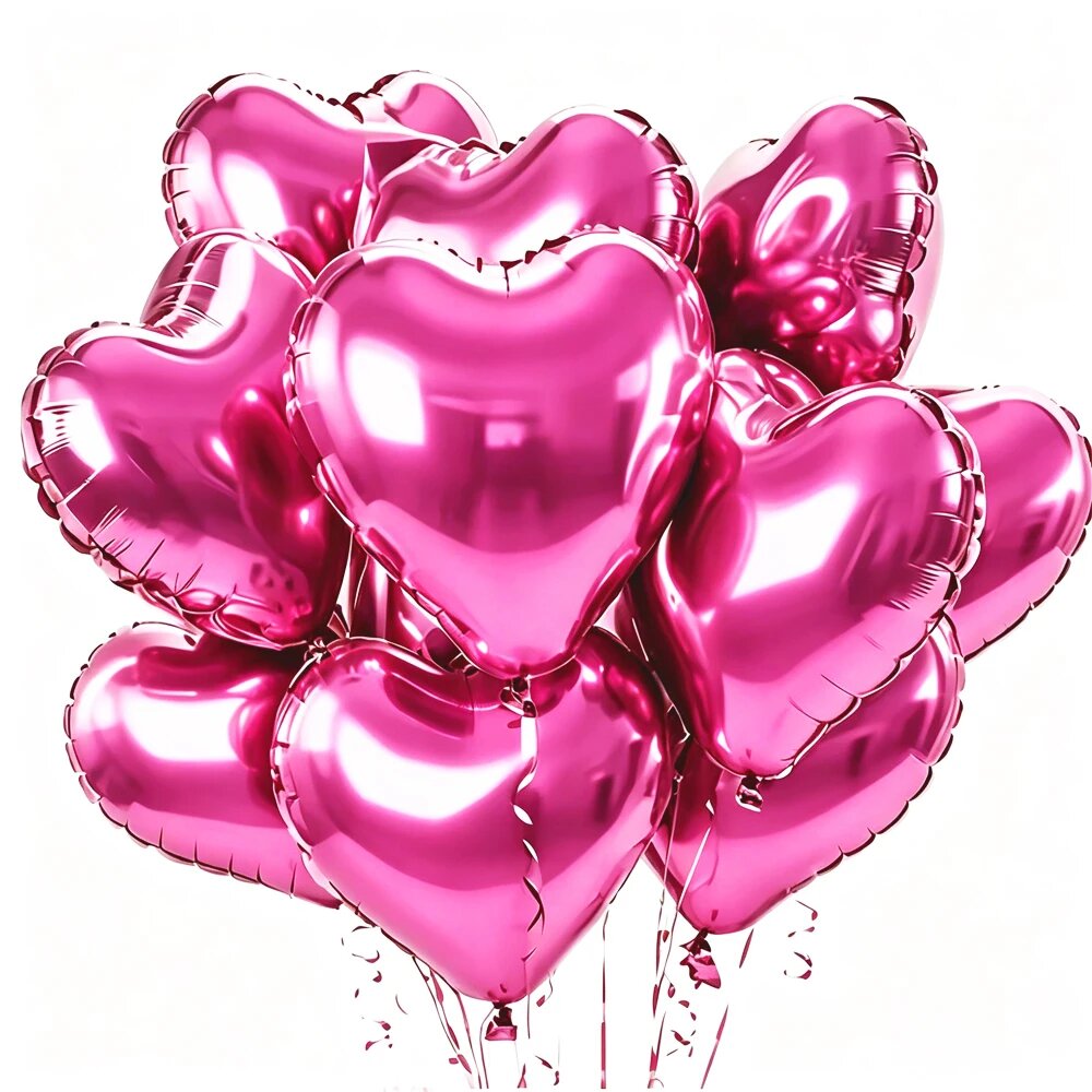 Фольгированные шары в форме сердца MicroPlush 18 дюймов, розовые, красные metal hot pink
