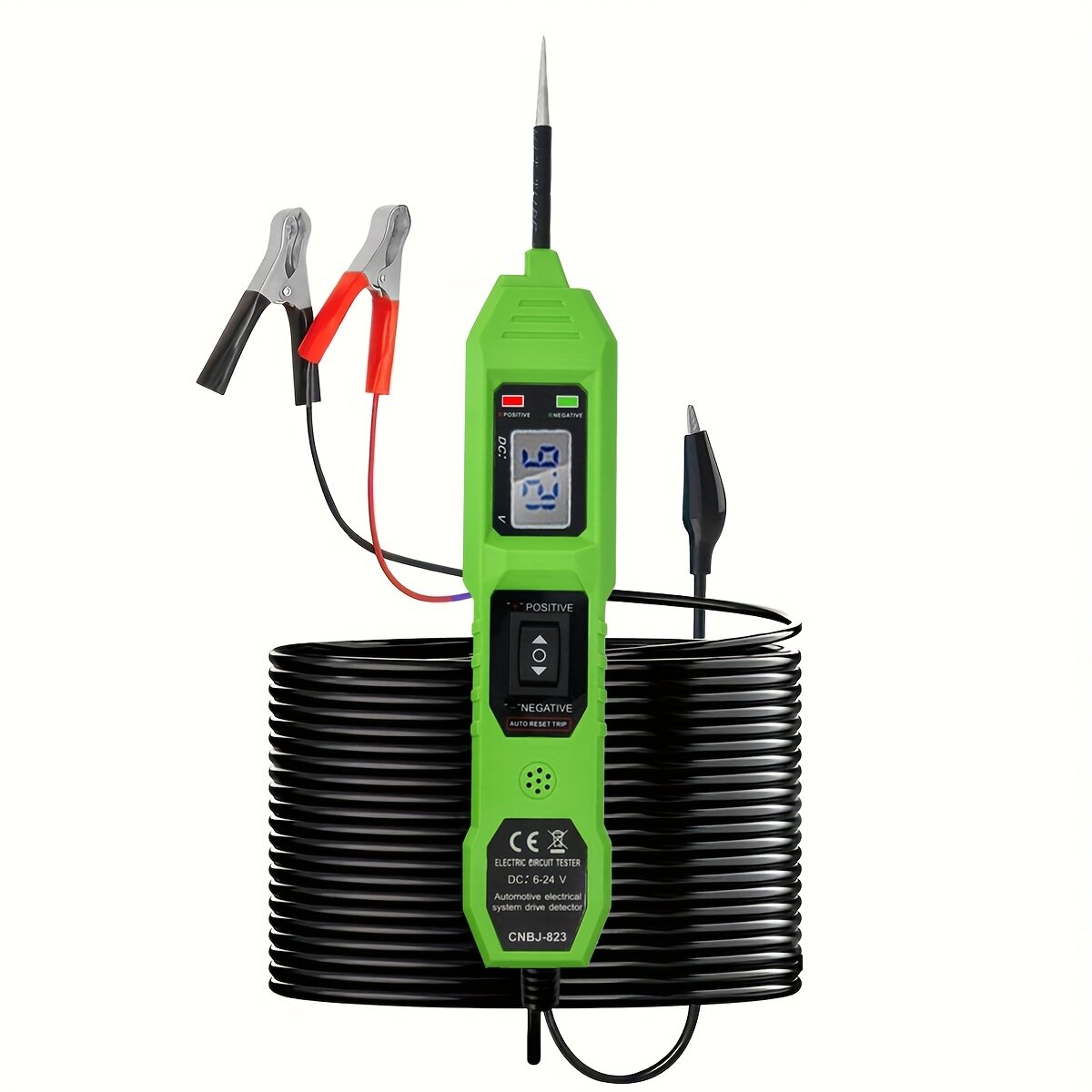 Многофункциональный тестер напряжения и поиска короткого замыкания 6V/12V/24V DC, светло-зеленый