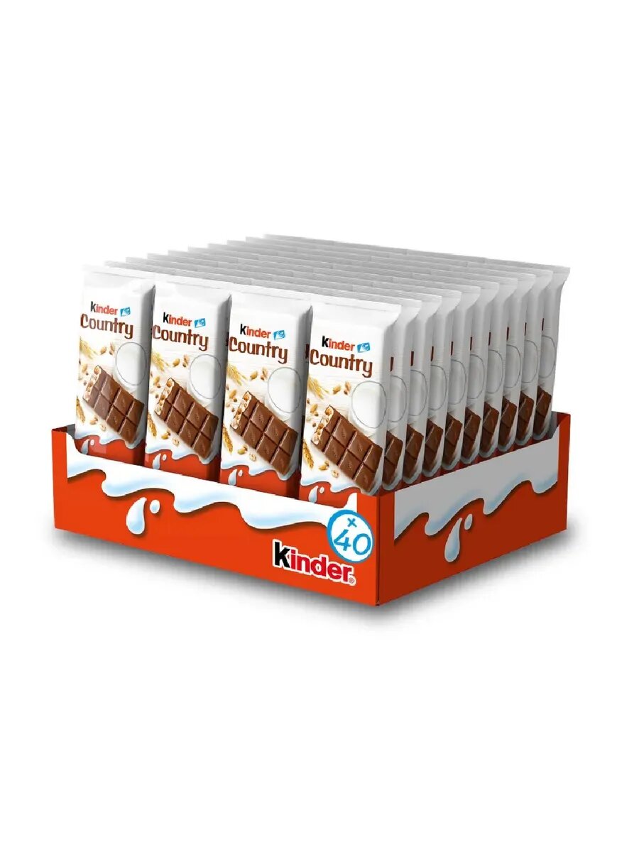 Kinder Шоколад Киндер Кантри, молочный со злаками, 23,5 гр, 40 шт