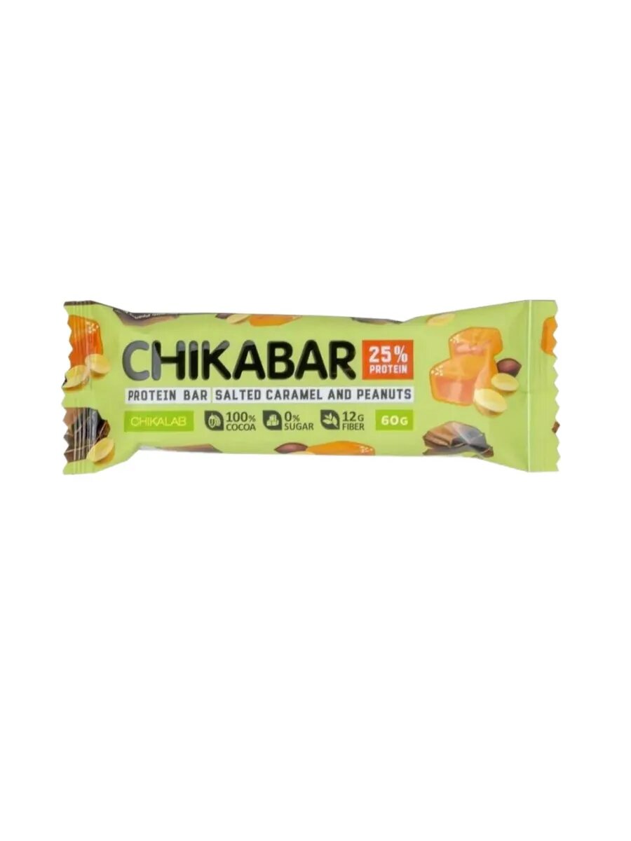 Chikalab Протеиновые батончики без сахара, арахис, 60 г
