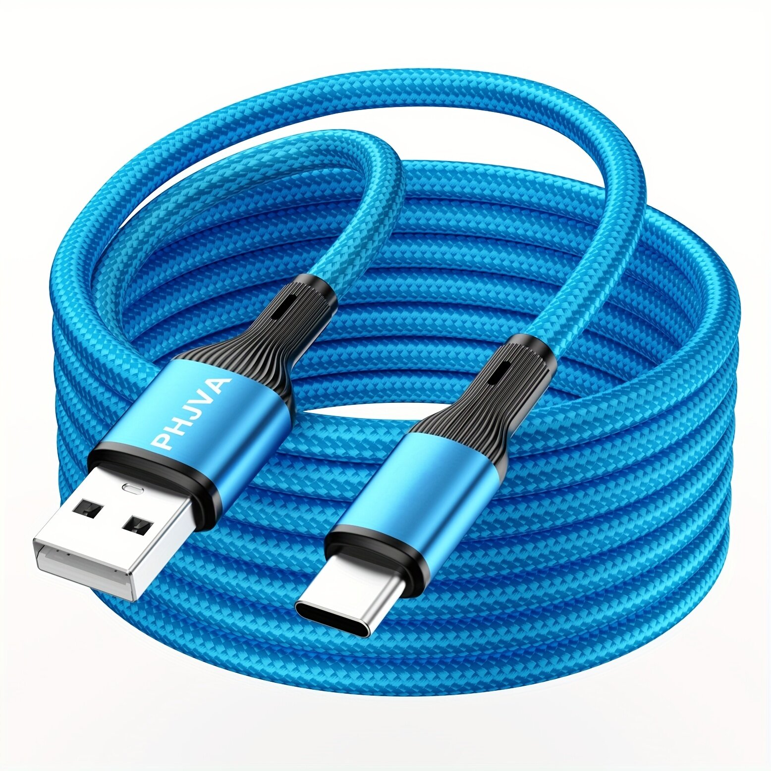 Кабель USB-C для быстрой зарядки и высокоскоростной синхронизации данных, 3 метра, синий, для Samsung, Xiaomi, Redmi, Huawei, OPPO, iPhone 15/16 Pro/Plus/Pro Max, MacBook, iPad