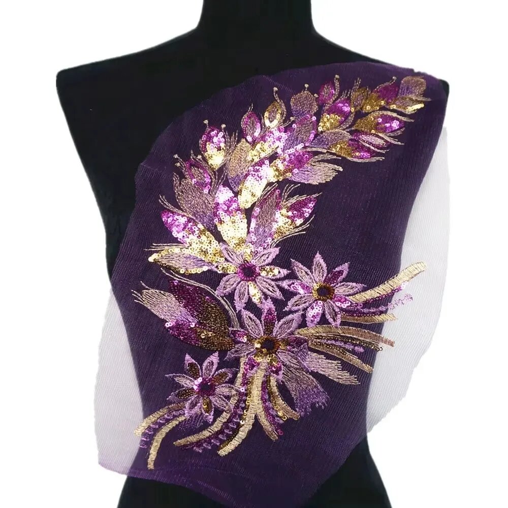 Нашивки для рукоделия с пайетками и кружевом Фиолетовый, Purple