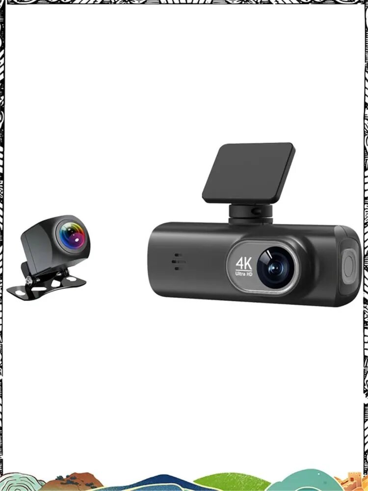 4K Wi -Fi 1080p Night Vision Dash Cam Mini Car DVR Передняя И Задняя Часть Двойной Линзы Черная Коробка.