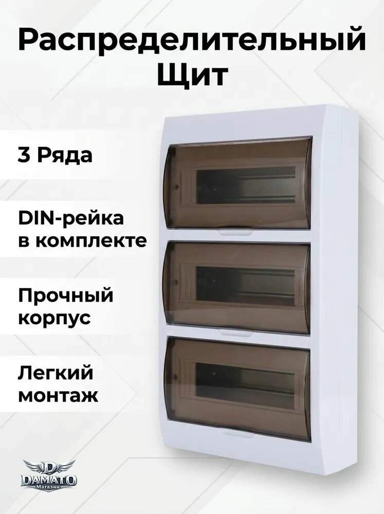 Щит электрический пластиковый 36 модулей, навесной распределительный щиток для автоматов для дома для квартиры для электропроводки для электромонтажа