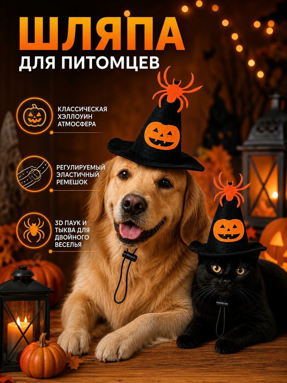 Шляпа для вечеринки в честь Хэллоуина с домашними животными