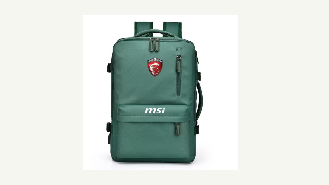 MSI Рюкзак для ноутбука из износостойкой ткани Oxford cloth, зеленый/красный, 15, 6-17,3 дюйма, 440*300*160 мм — фото 1