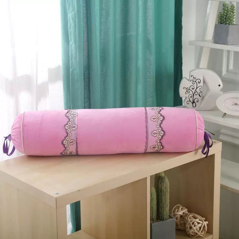Подушка для ног с кружевным краем, розовая, 16x60 см, аксессуар для спа и красоты