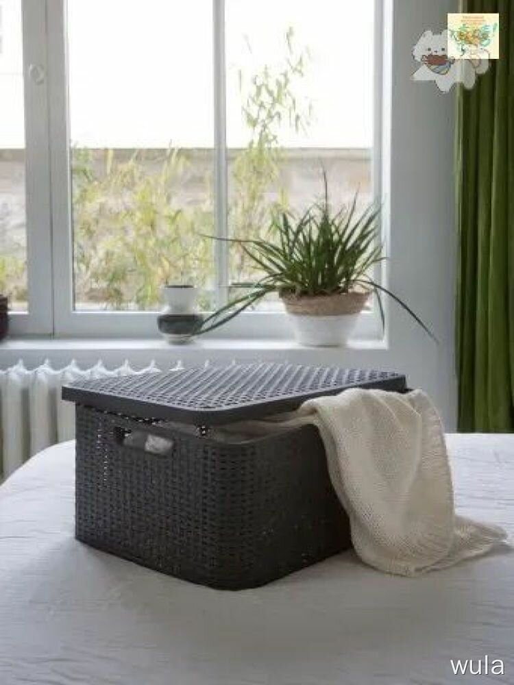 Корзина для хранения с крышкой CURVER wuila, 30 л, 45×33×24 см, штабелируется, для детских вещей и игрушек — фото 1