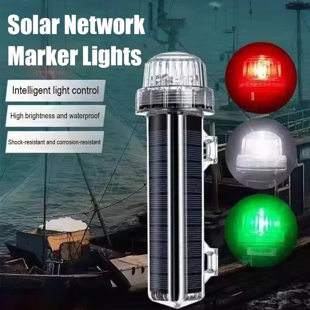 Навигационный огонь для лодки Solar Network Marker Lights, универсальное применение, водонепроницаемый, белый, зеленый, красный