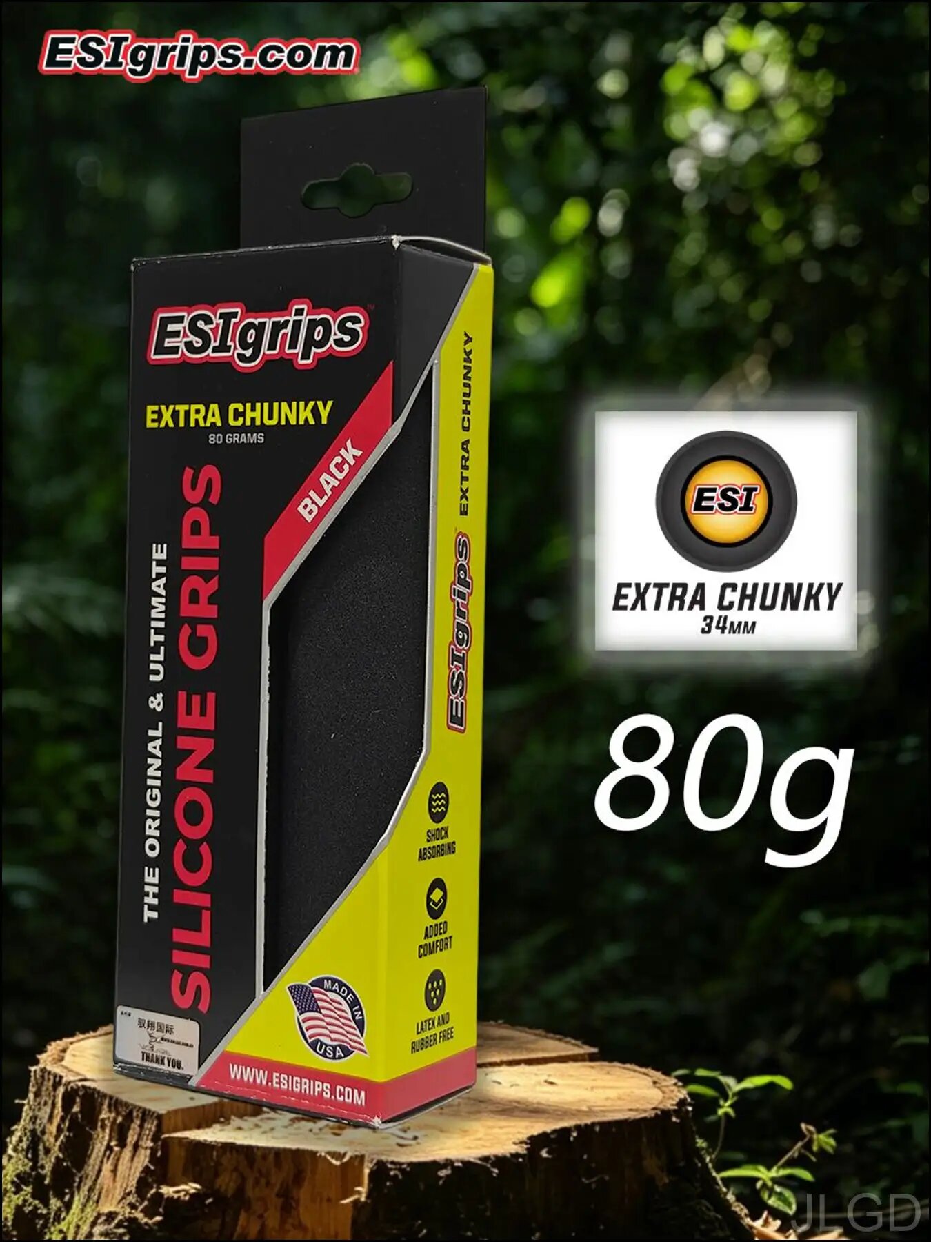 Премиальные силиконовые ручки ESI Extra Chunky, 80 г, черные, произведенные в США
