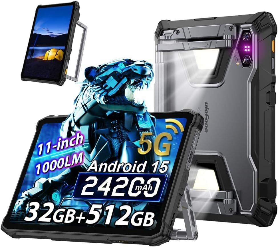 Ulefone Armor Pad 5 Pro 5G Защищенный планшет 11 дюймов, 24200 мАч, 32 (12+20) ГБ 512 ГБ