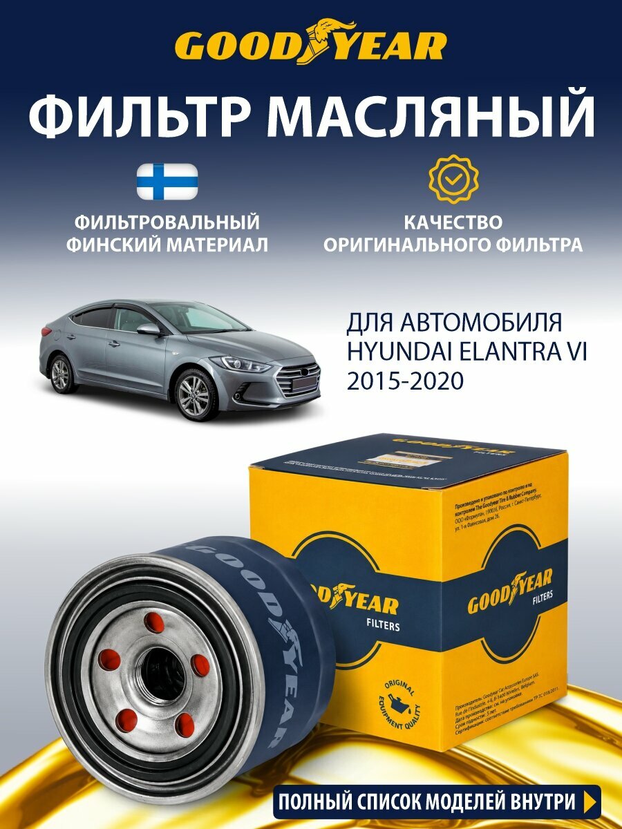 Фильтр масляный автомобильный HYUNDAI ELANTRA (Хендай Элантра) 6 покол. 2.0 (2. 0) 2015-2020