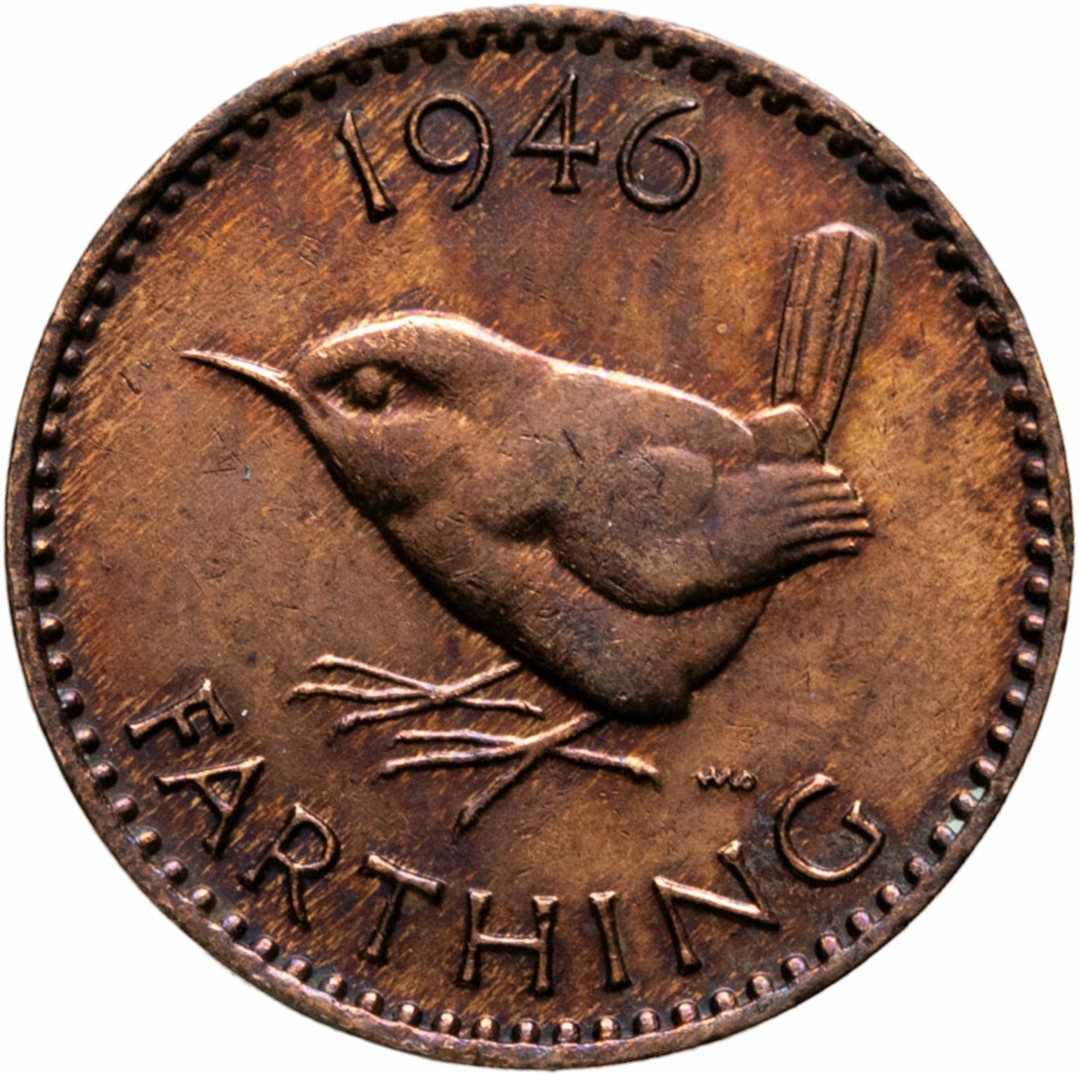 Великобритания 1 фартинг farthing 1946, Бронза, в сохранности XF-AU