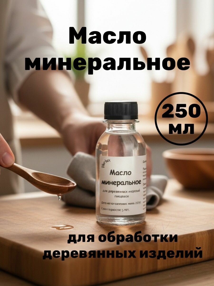 Масло минеральное для разделочных досок, деревянной посуды и изделий из дерева без запаха, бесцветное 250 мл для дерева для досок