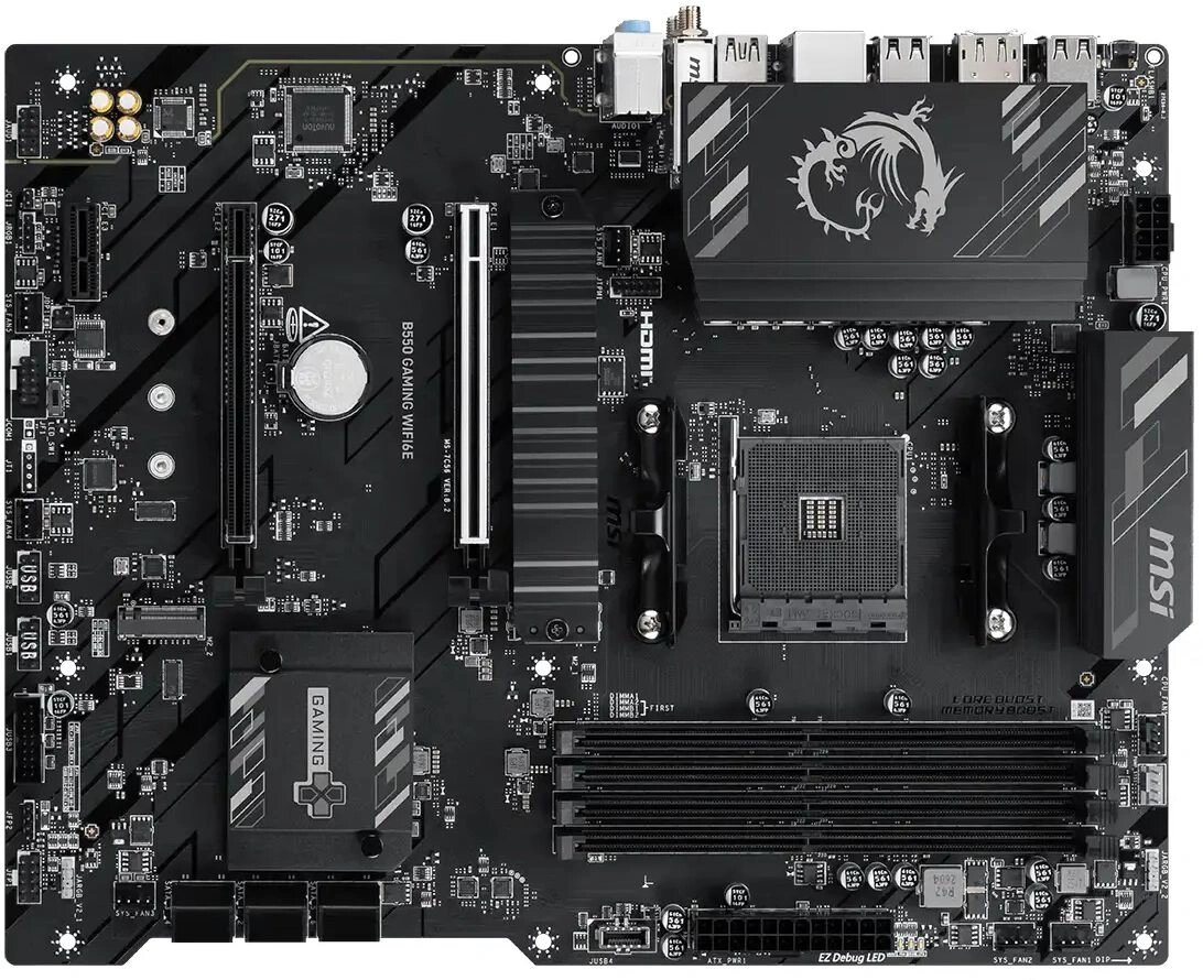Материнская плата MSI B550 GAMING WIFI6E Soc-AM4 AMD B550 4xDDR4 ATX AC`97 8ch(7.1) GbLAN RAID+HDMI+DP