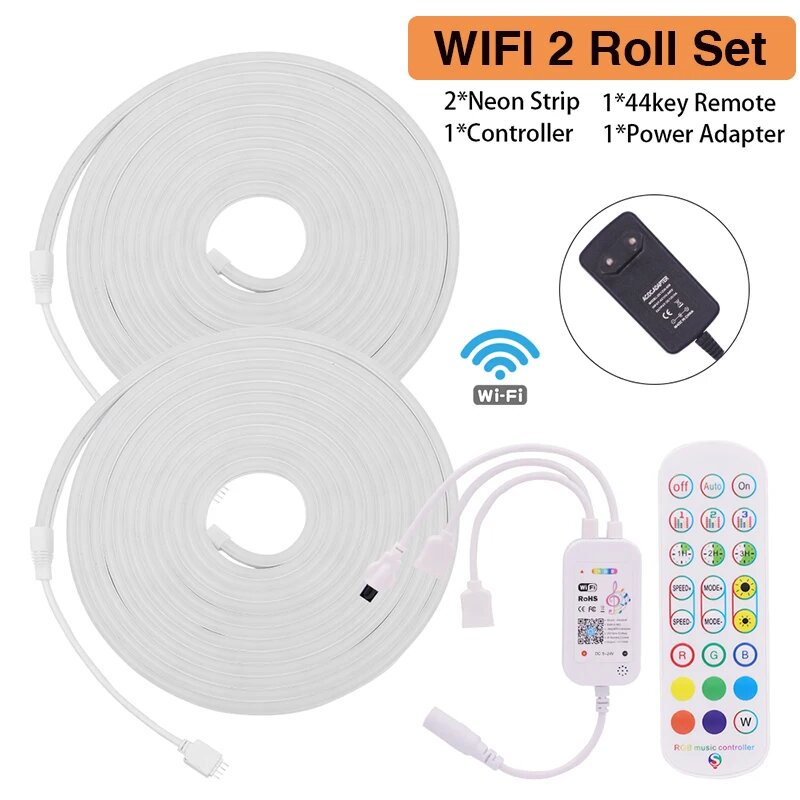 RGB неоновая лента 12В, Wi-Fi, 0.5м, Белый