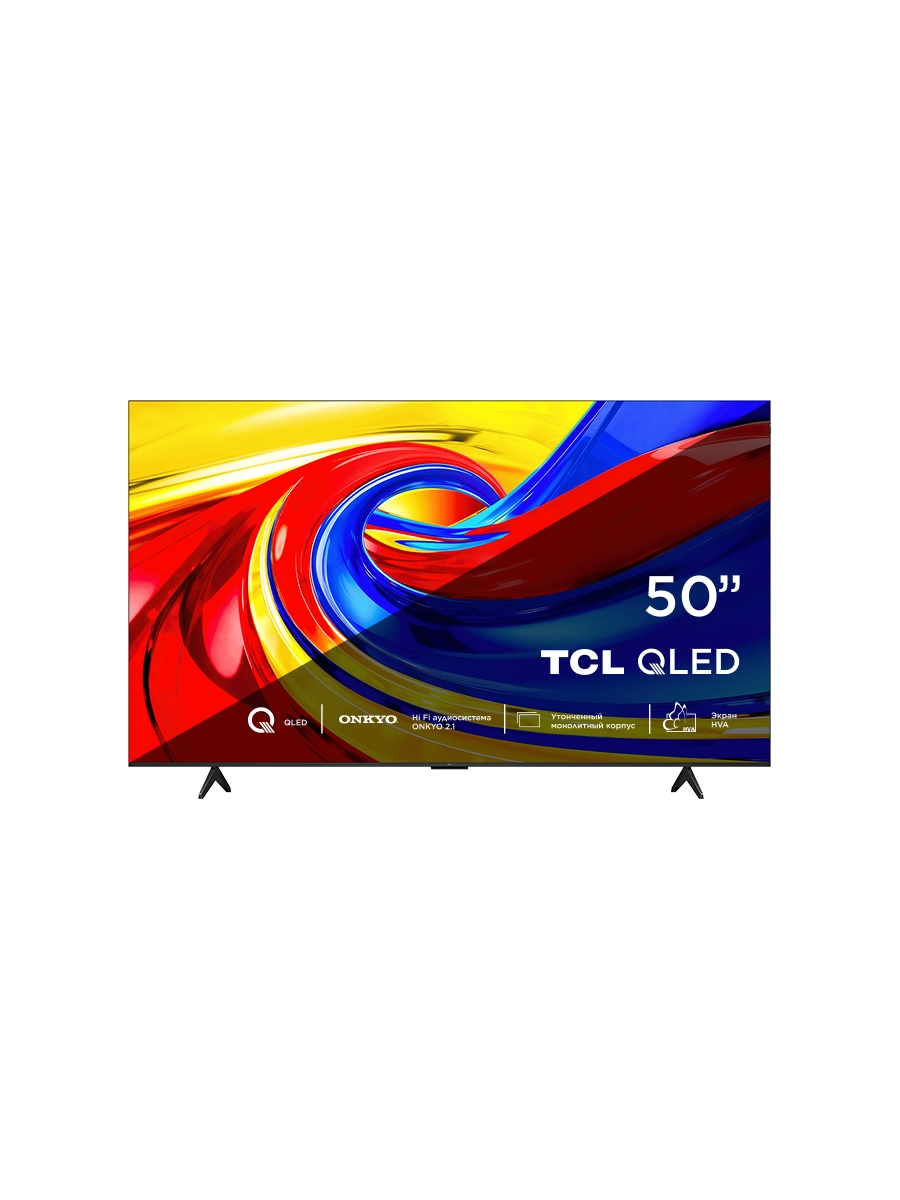 Телевизор TCL 50P7L-RU 50" QLED, 4K Ultra HD, черный, смарт ТВ, Google TV