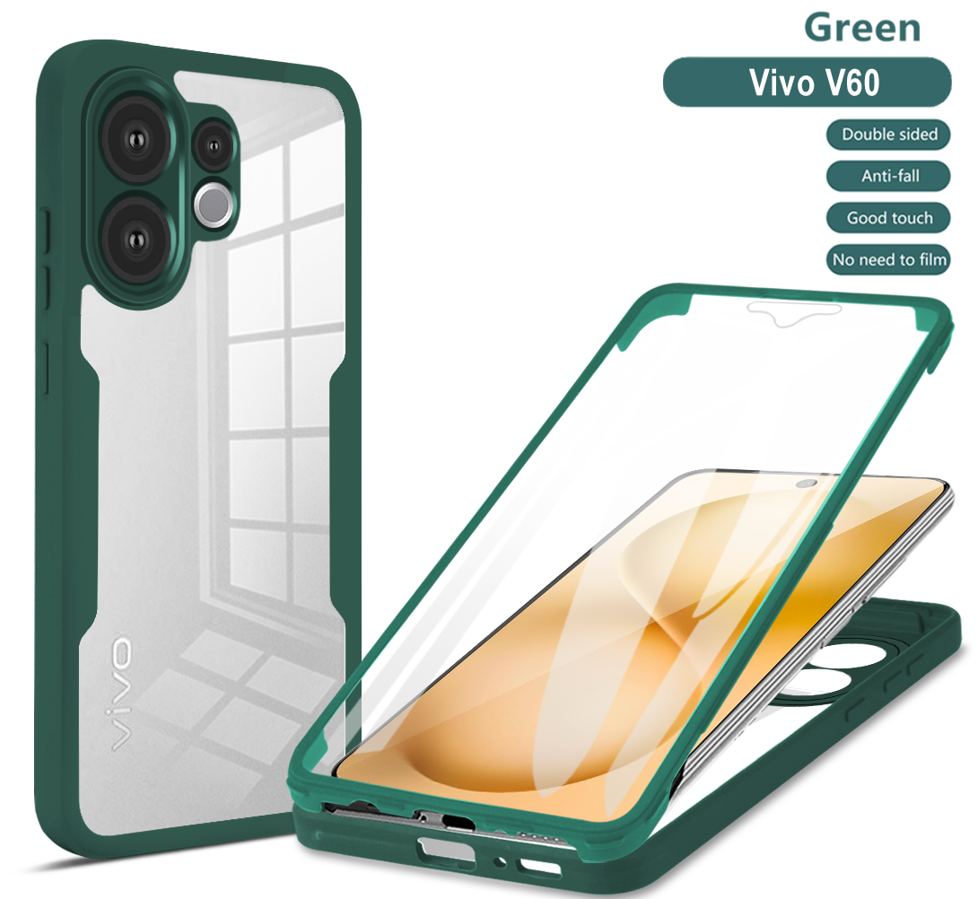Подходит для Vivo V60 / Виво V60 Чехол для смартфона, полупрозрачный, герметичный чехол, защита камеры, ударопрочный, усиленные углы, Vivo, Vivo V60, blue,005-QS/qicai360/Vivo V60